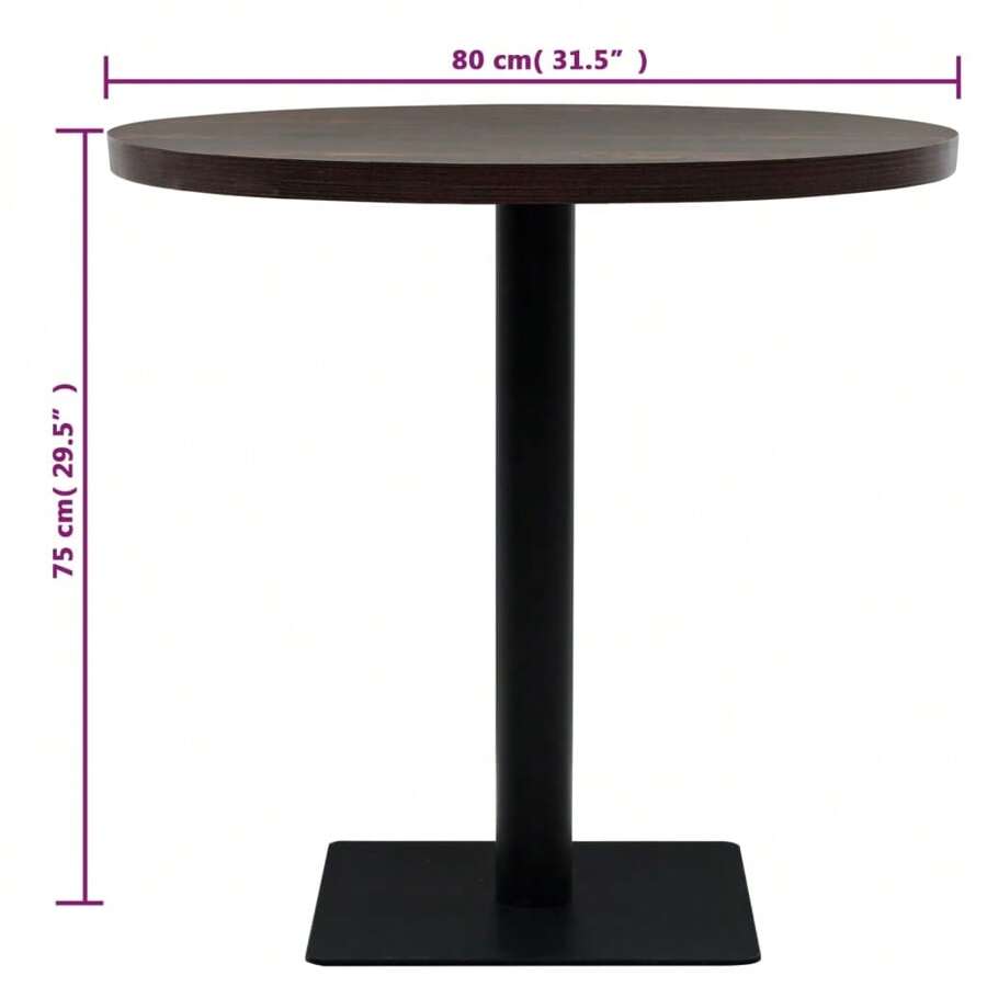 Round Bistro Table Dark Ash Steel 80cm Diameter 75cm Height Ideal For ...