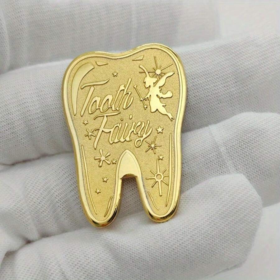 Golden Tooth Fairy Commemorative Coin Keepsakes, Metallic Tooth ...