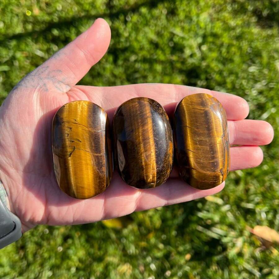 Yellow Tiger Eyes Plam Stone - Yellow Palm Stone - Healing, Energy ...