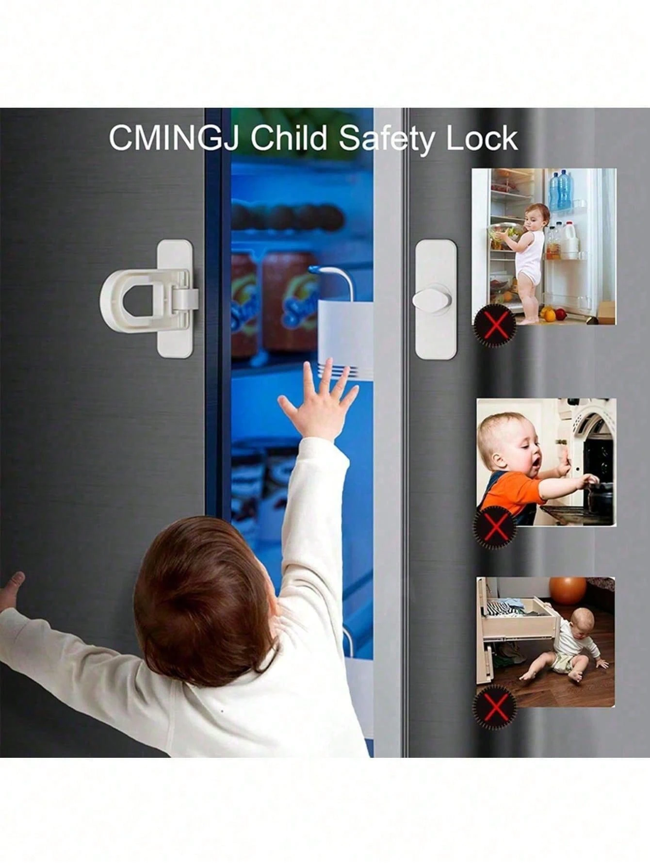 1pc Plastic Refrigerator Safety Lock - No Drilling Adhesive Child ...