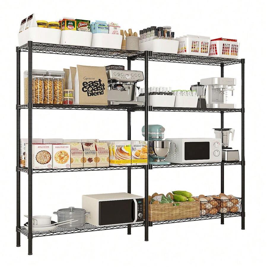 4 Tier Metal Wire Rack Free Standing Metal Wire Rack For Garage Kitchen ...