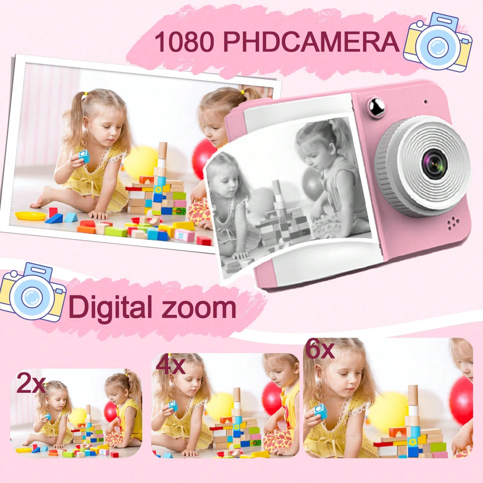 Kids Digital Instant Print Camera For Toddler With Video/6X Digital ...