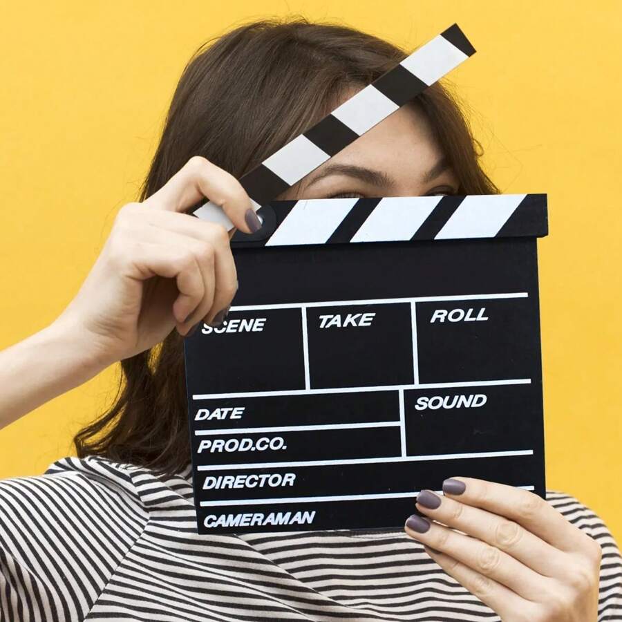 MINSHUXI Movie Film Clap Board 20 X 20cm Dry Erase Black Wooden Clapper ...