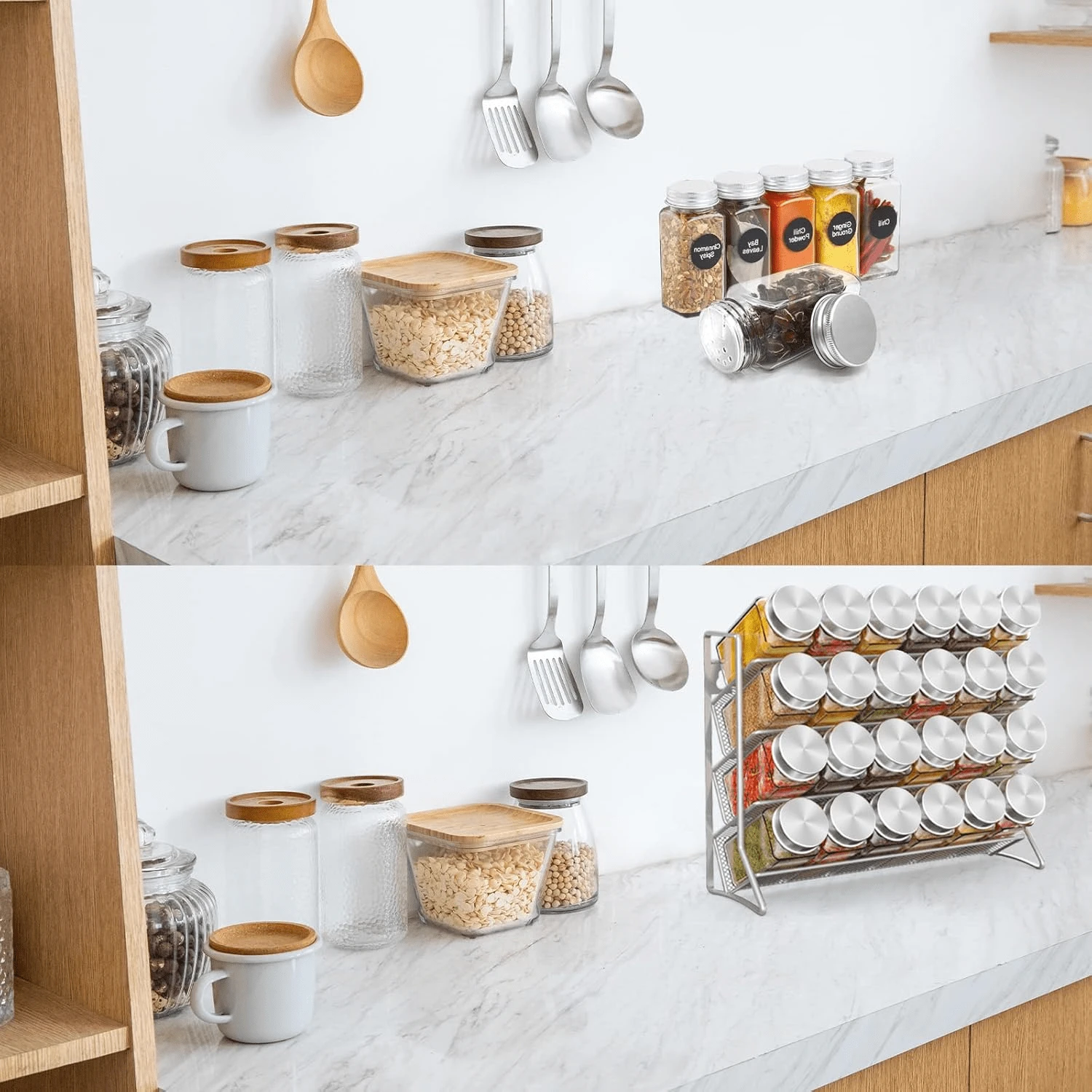 4-Tier Fit 24 Jars Spice Rack Free Standing, Counter Spice Organiser ...