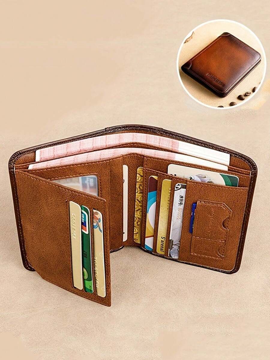 2 ID Windows Trifold Genuine RFID Blocking Wallets For Men Top Layer ...