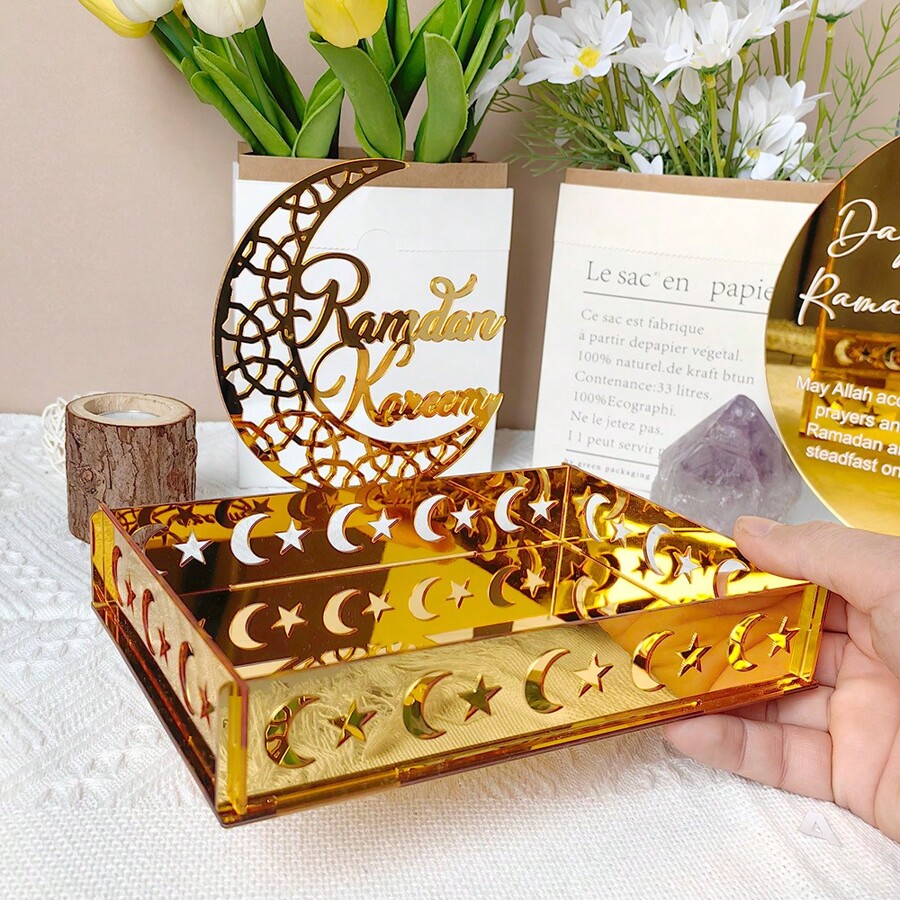Acrylic Eid Mubarak Food Tray Ramadan Decoration For Home Cake Display ...