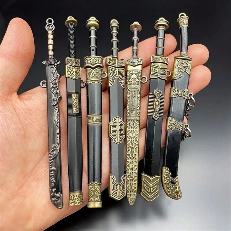 1 Set Miniature Ancient Famous Swords With Sheaths - Metal Collectible ...