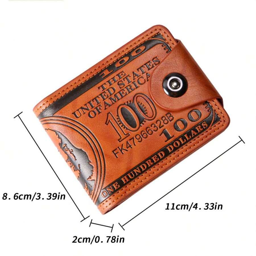 Men's Three Fold USD Banknote Wallet With Buckle Closure, Mixed PU And ...