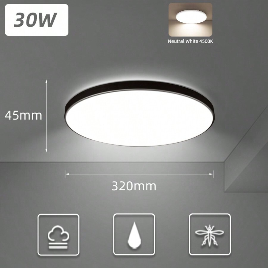 CANMEIJIA 1pc LED Ceiling Light, Black Edge Panel Light, Indoor Home ...