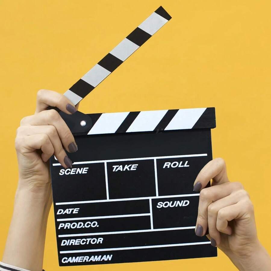 MINSHUXI Movie Film Clap Board 20 X 20cm Dry Erase Black Wooden Clapper ...