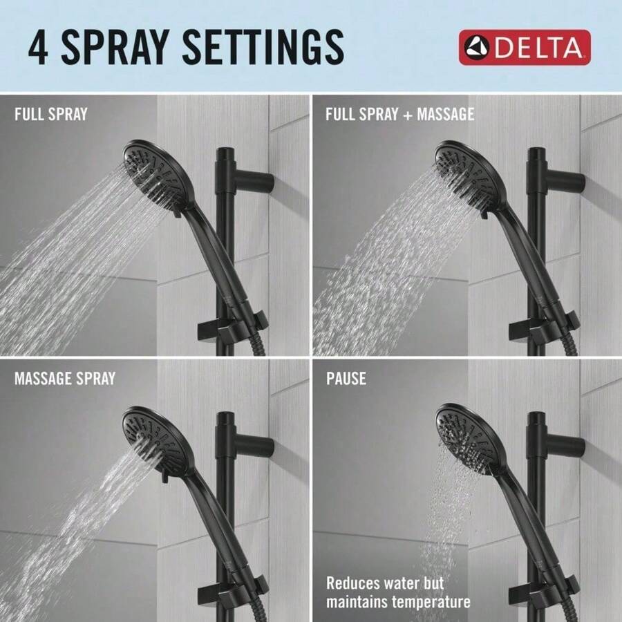 Delta Faucet Slide Bar Hand Held Shower With Hose, Chrome Handheld ...