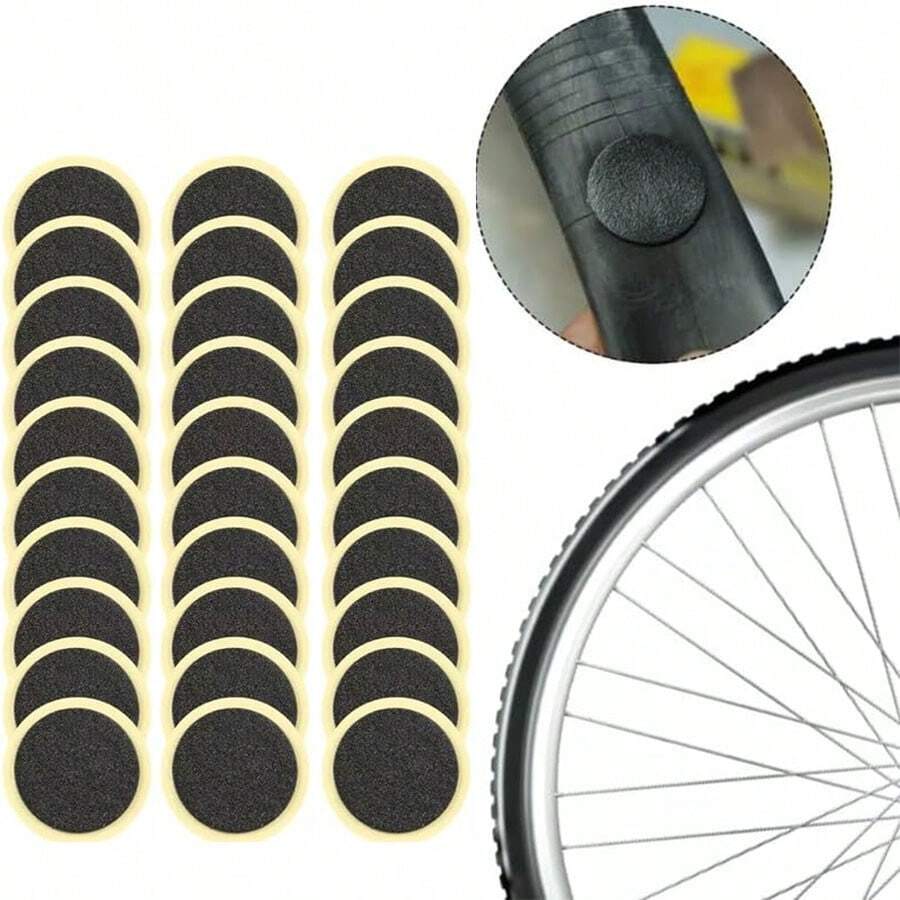Kit de remendo de pneu de bicicleta preto de 30 peças, remendos de ...