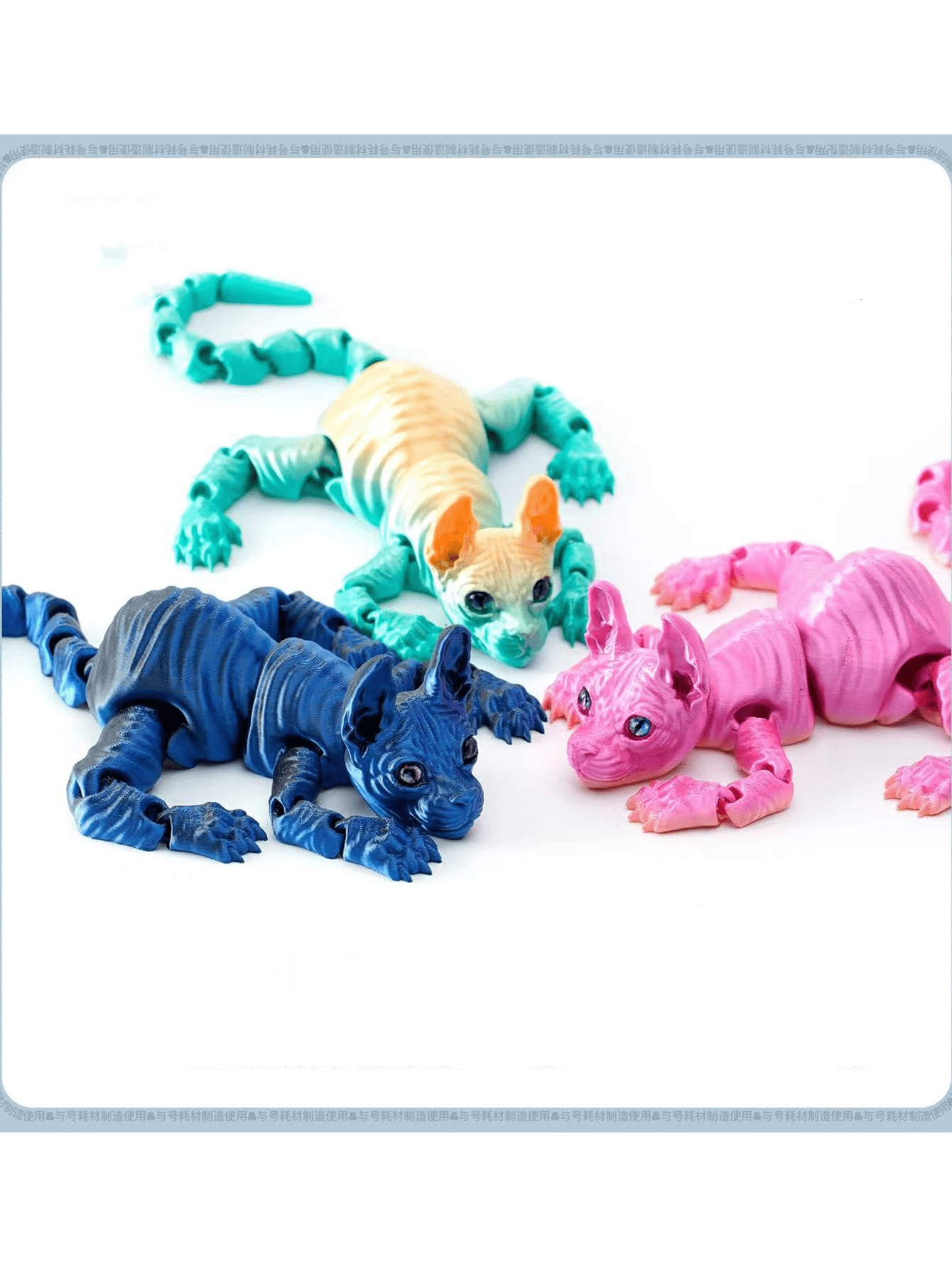 3D Sphynx Cat Figurine Set With Movable Joints, 3D Printed Hairless Cat ...