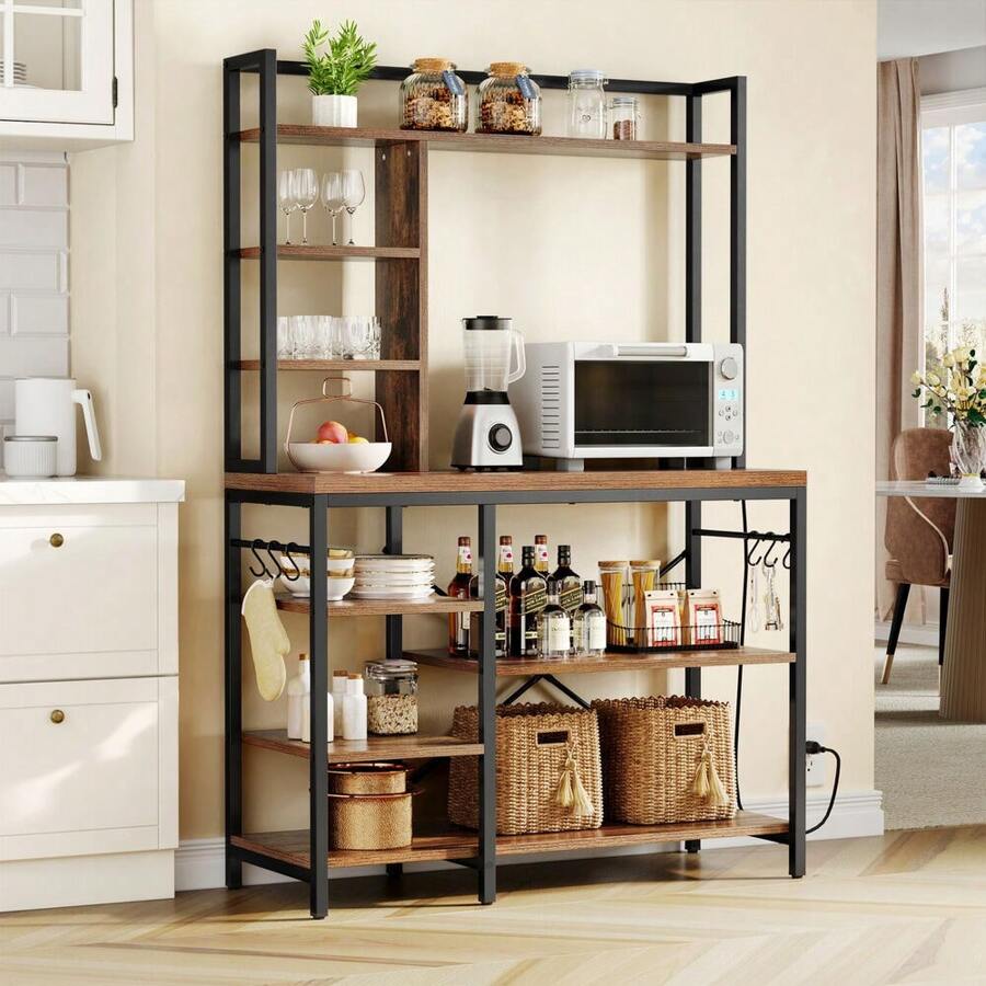 8-Tier Kitchen Bakers Rack Coffee Bar Station Utility Storage Shelf ...