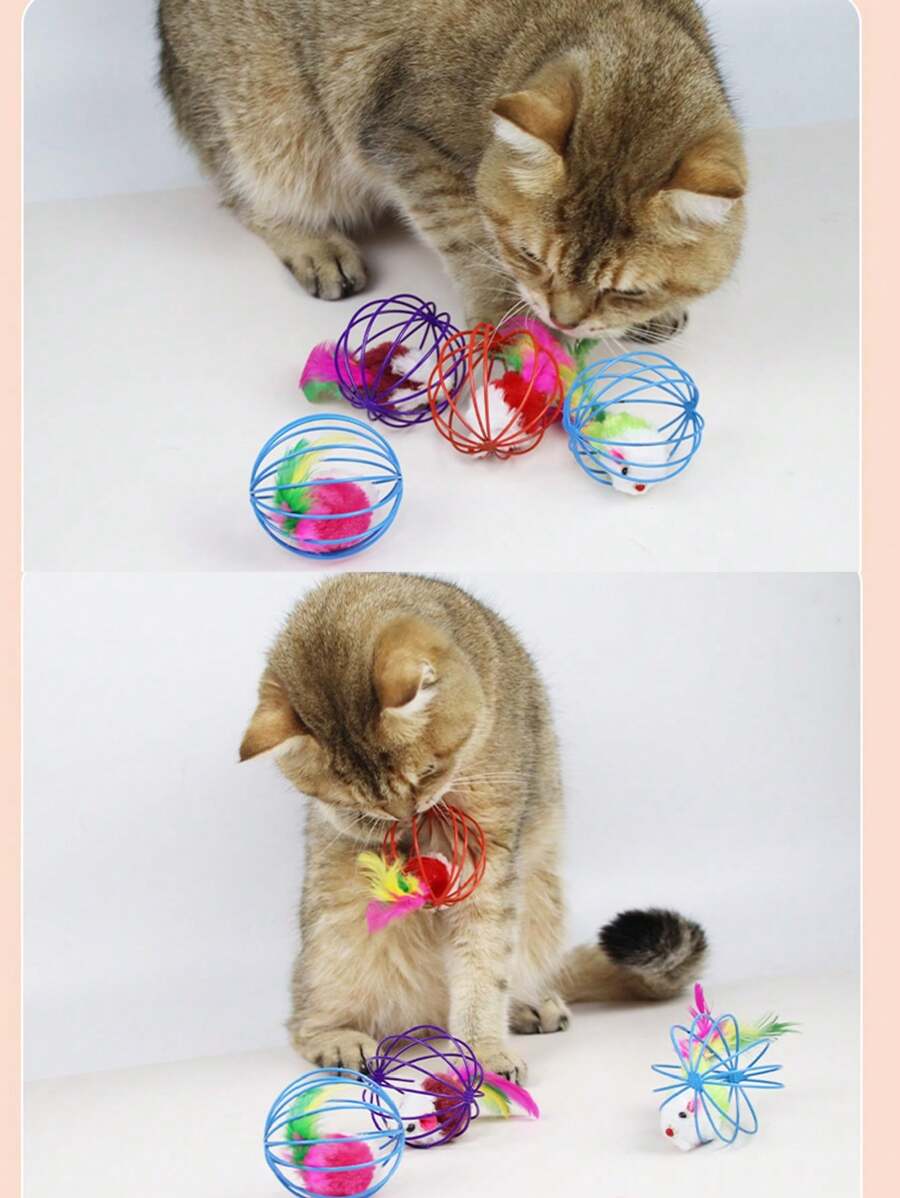 Colorful Caged Mice Relieve Boredom Fun And Fun Toy Set - Keep Your Cat ...