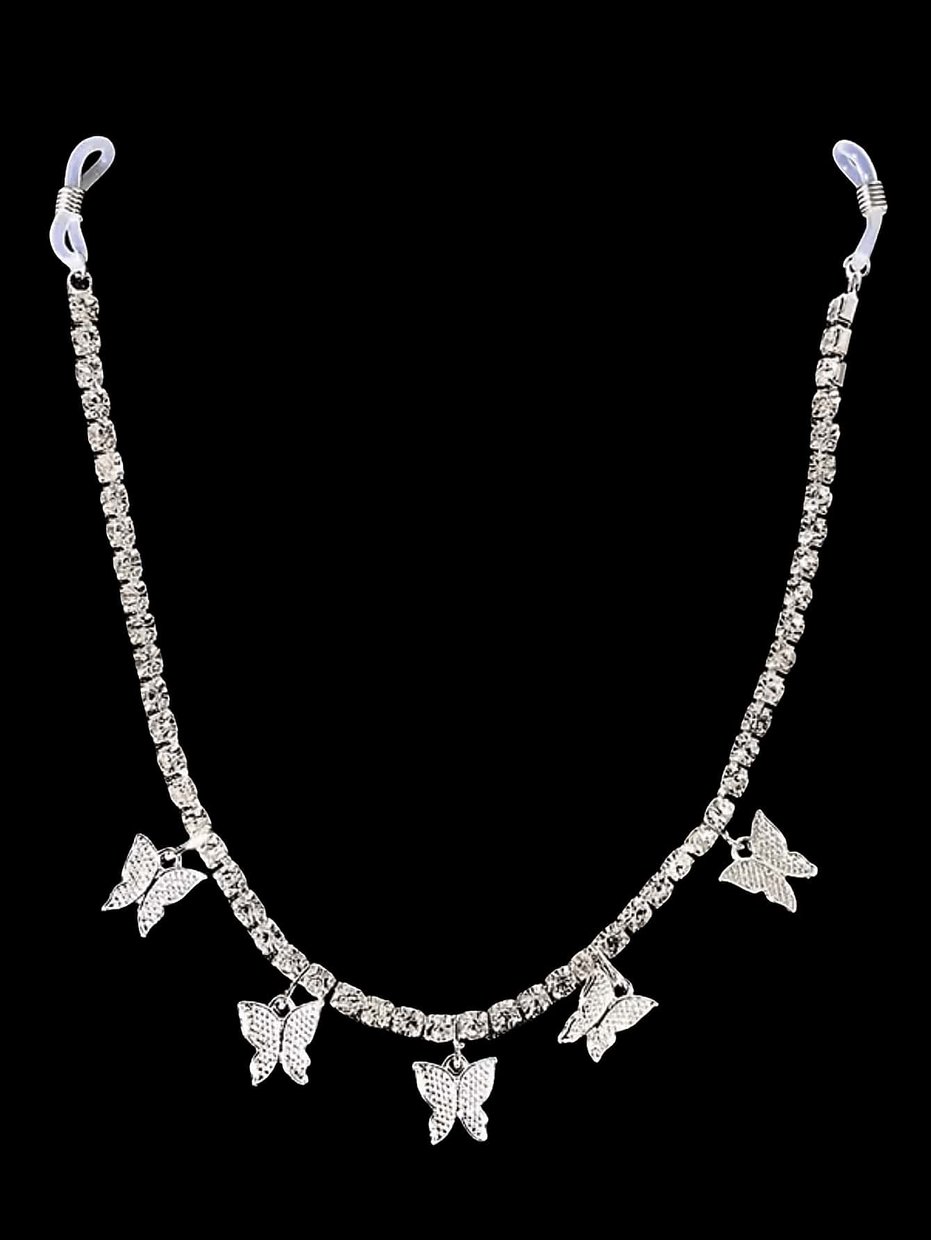 European & American Alloy Butterfly Pendant Necklace With Rhinestones ...