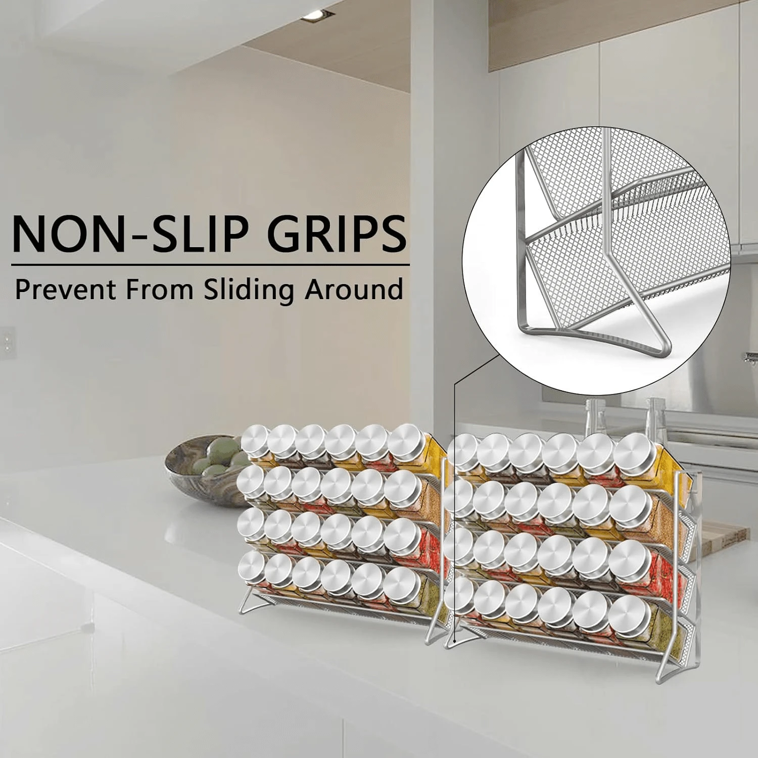 4-Tier Fit 24 Jars Spice Rack Free Standing, Counter Spice Organiser ...