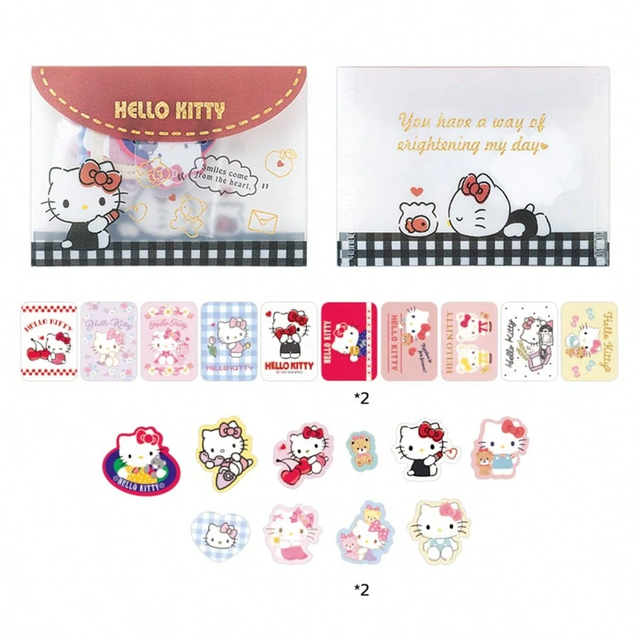 Hello Kitty & Friends Cartoon Stickers With PVC Storage Bag, 40 Count ...