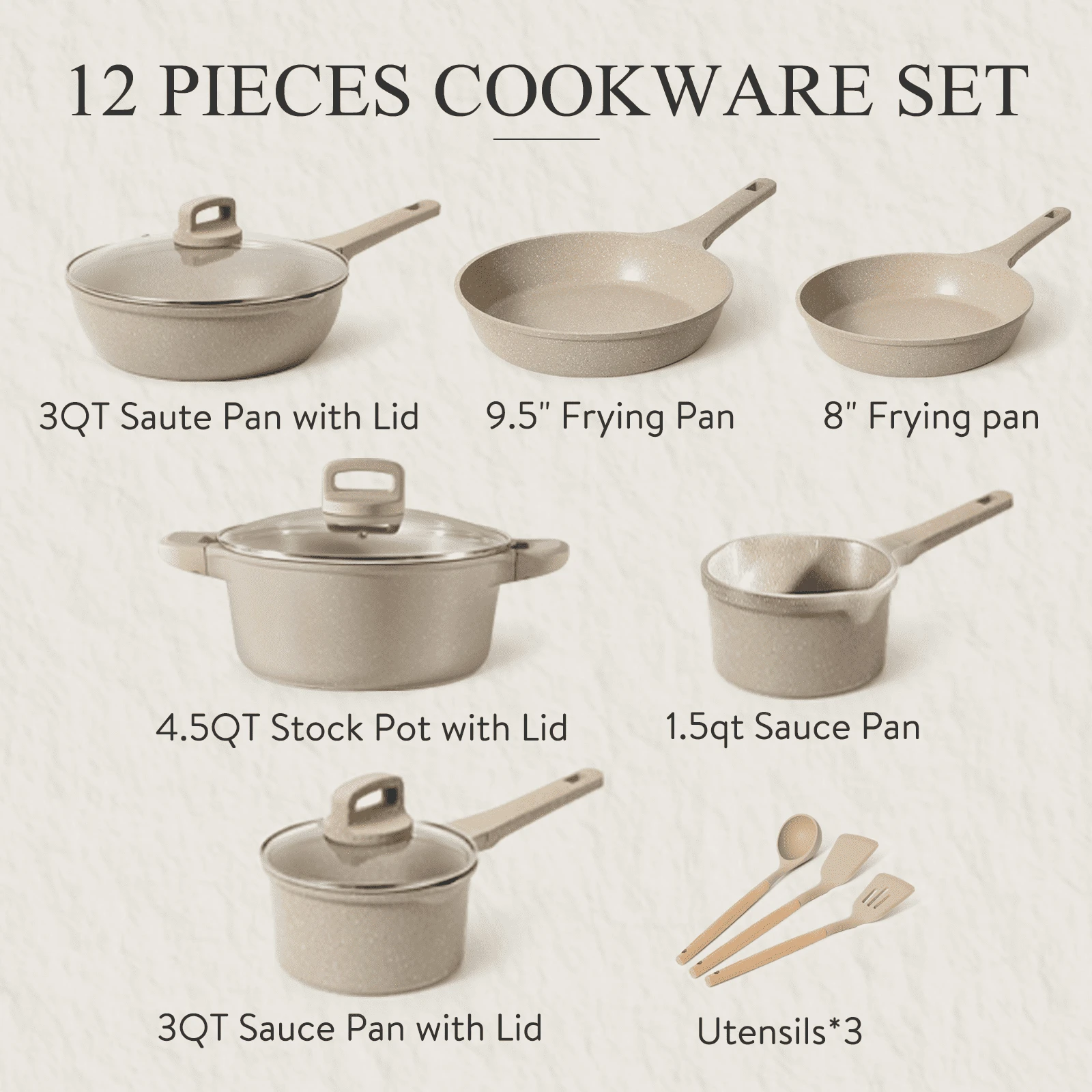 Kitchen Cutlery Set, Non-Stick Cookware Set, Granite Cooking Pot ...