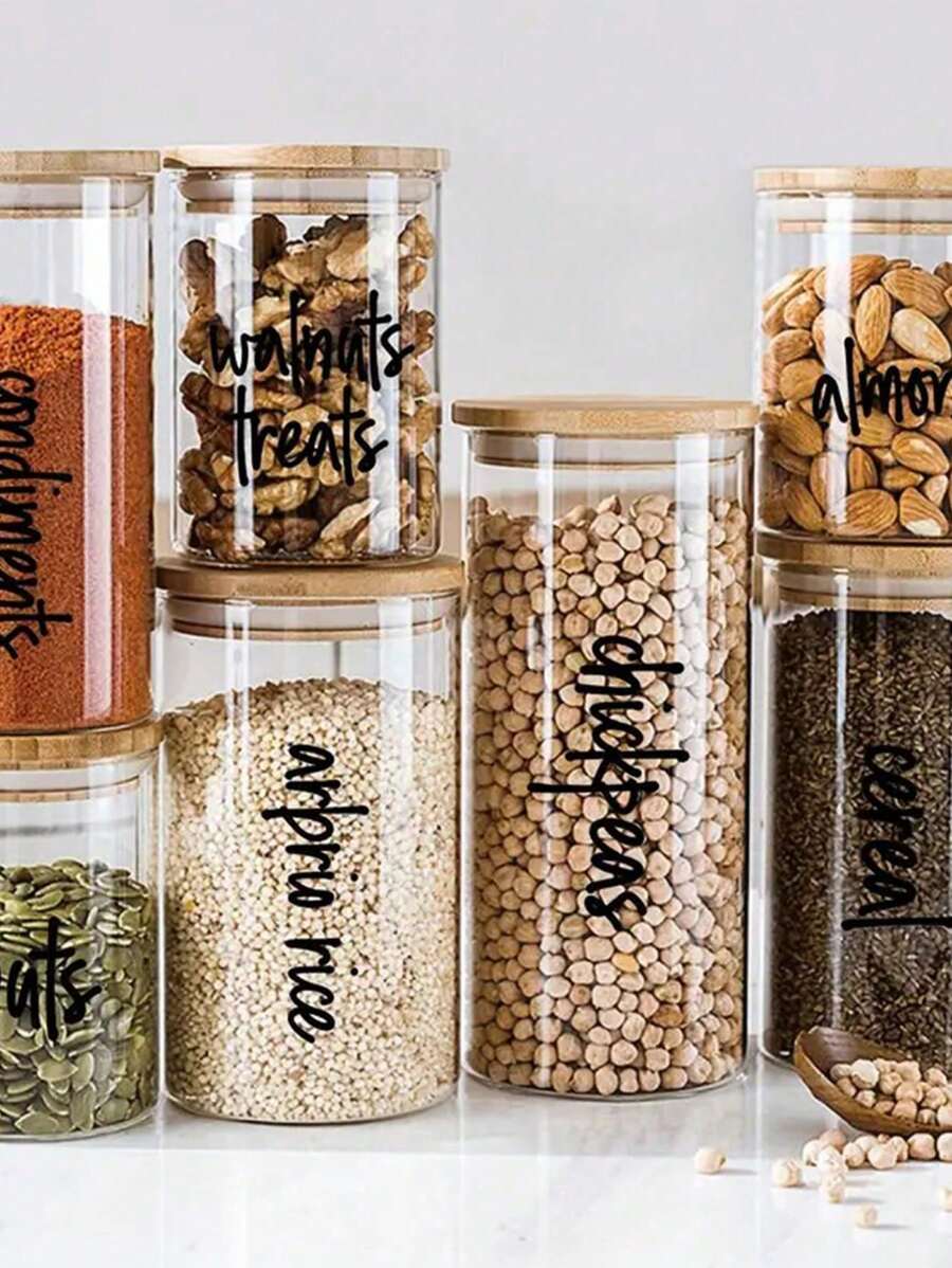 168pcs Kitchen Pantry Labels For Containers, Clear Preprinted Black ...