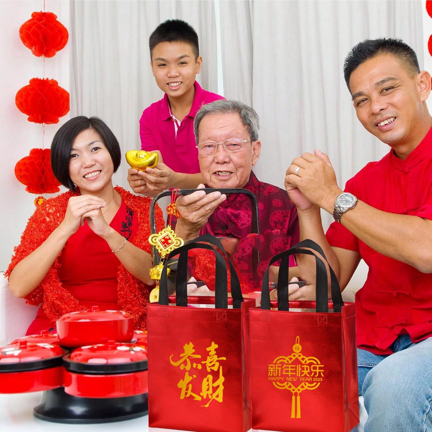 6/18 piezas Bolsas de regalo para Año Nuevo Chino, bolsas de fiesta del ...