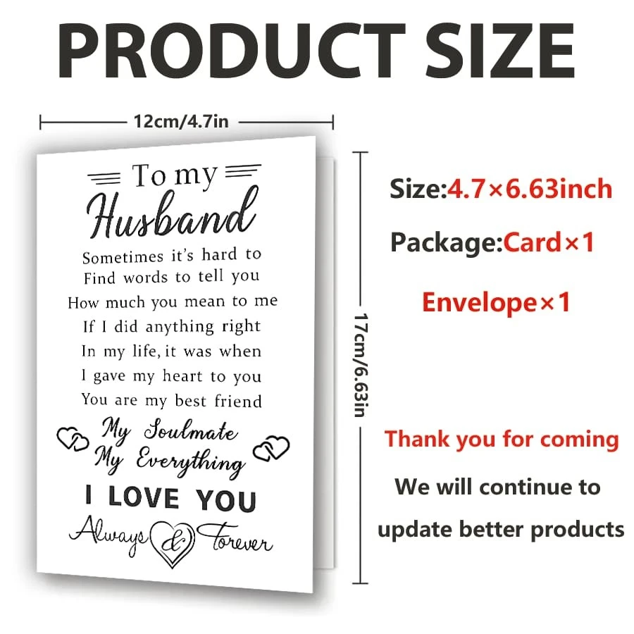 Loving Husband Greeting Card 1-Pack - Romantic Appreciation Card For ...