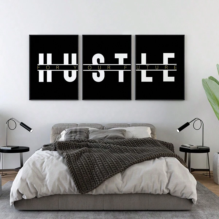 Set Of 3 Hustle Quote Prints Canvas Paintings Hustle For Your Future ...