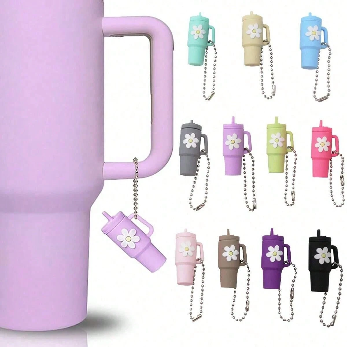1pc Cute Cup Flower Shape Charms Chains Accessories For 30 & 40oz ...