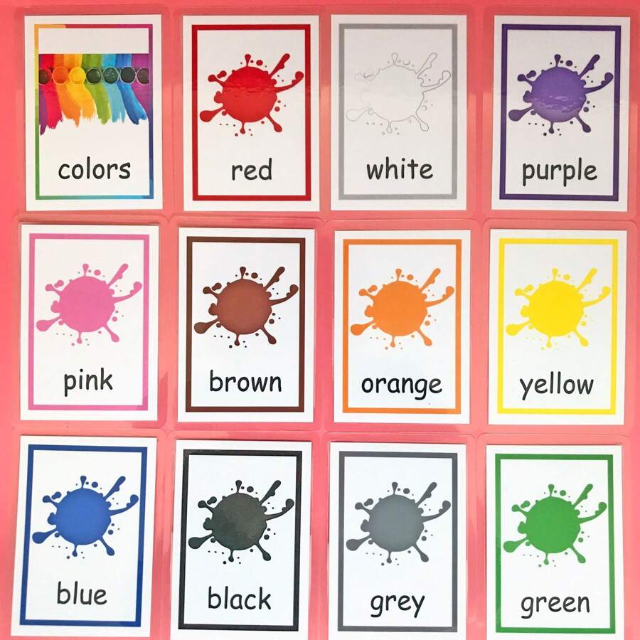 12pcs Color Cognition Flashcards, Early Childhood Color Education Cards ...