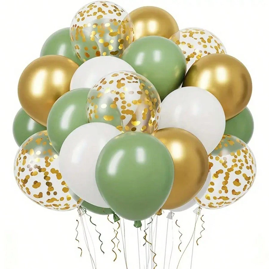 30 Mixed/10/12in Sage Green Balloons With Ivory White, Olive Green ...