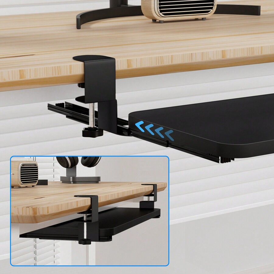 Keyboard Tray Under Desk, Corner Keyboard Tray With Adjustable C Clamp ...