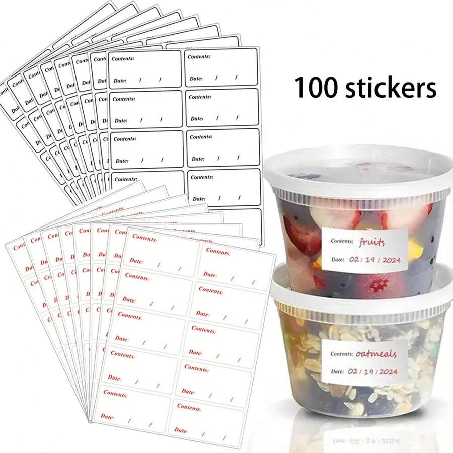 100pcs Waterproof Refrigerator Labels, White Adhesive Labels For ...