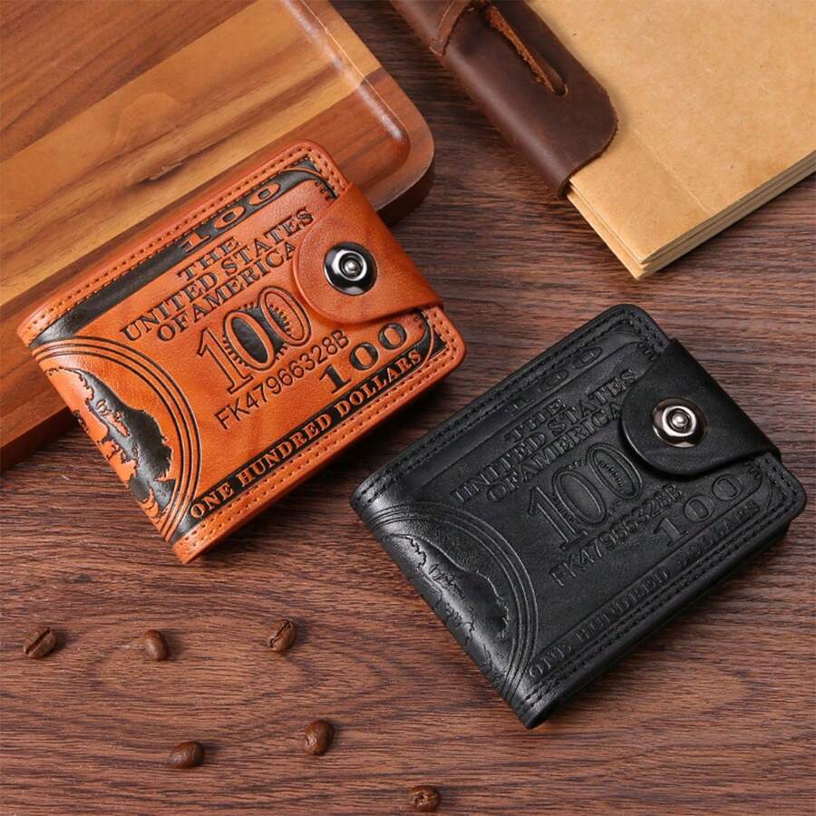 Men's Three Fold USD Banknote Wallet With Buckle Closure, Mixed PU And ...