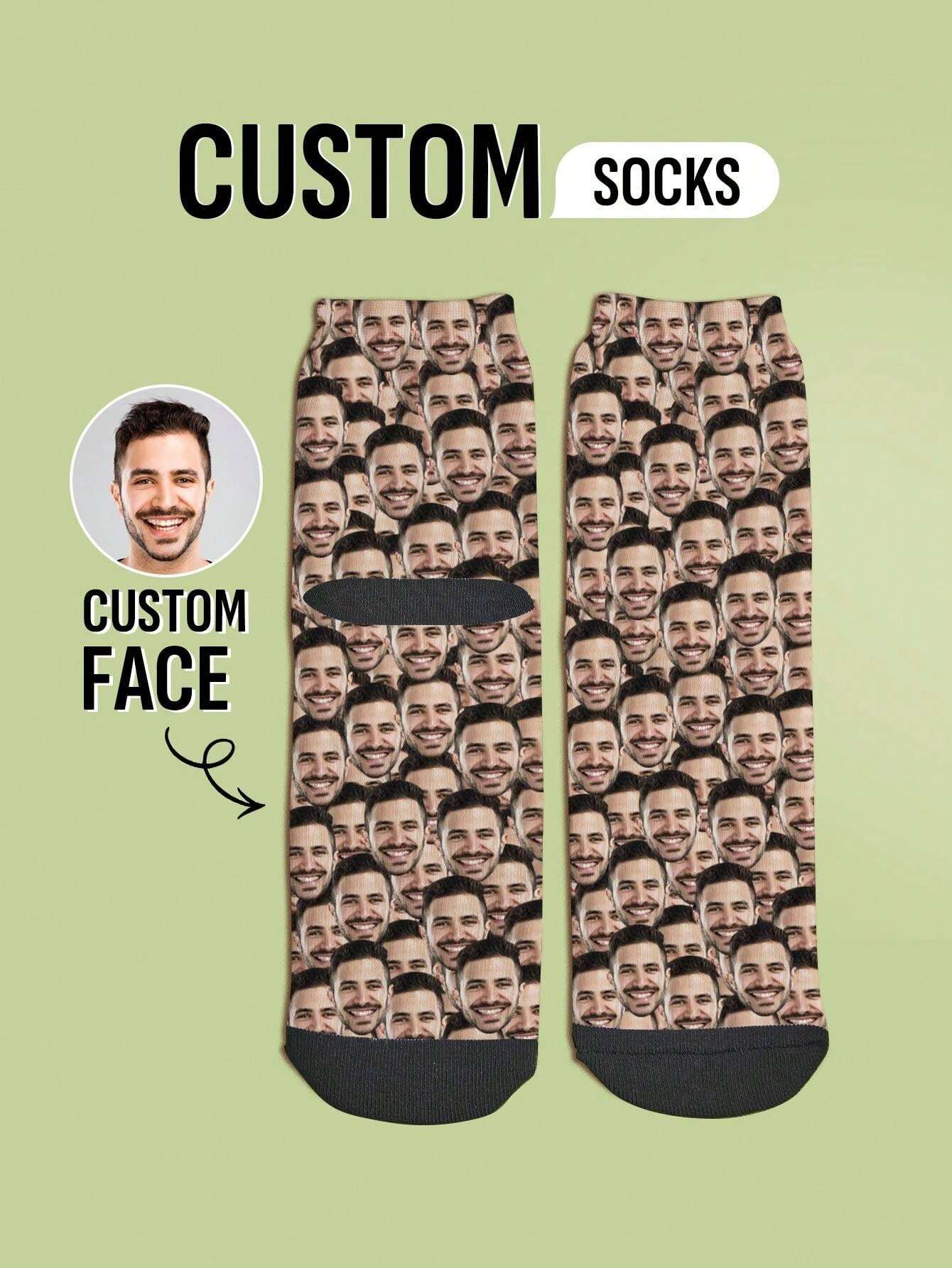 1 Pair Custom Face Socks, Custom Photo Sock, Custom Printed Socks ...