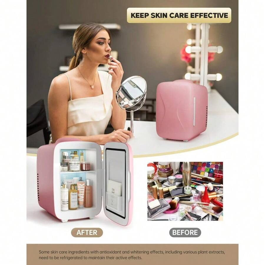 Mini Fridge, Small Fridge Rapid Cooling 4 Liter/6 Cans Skincare Fridge ...