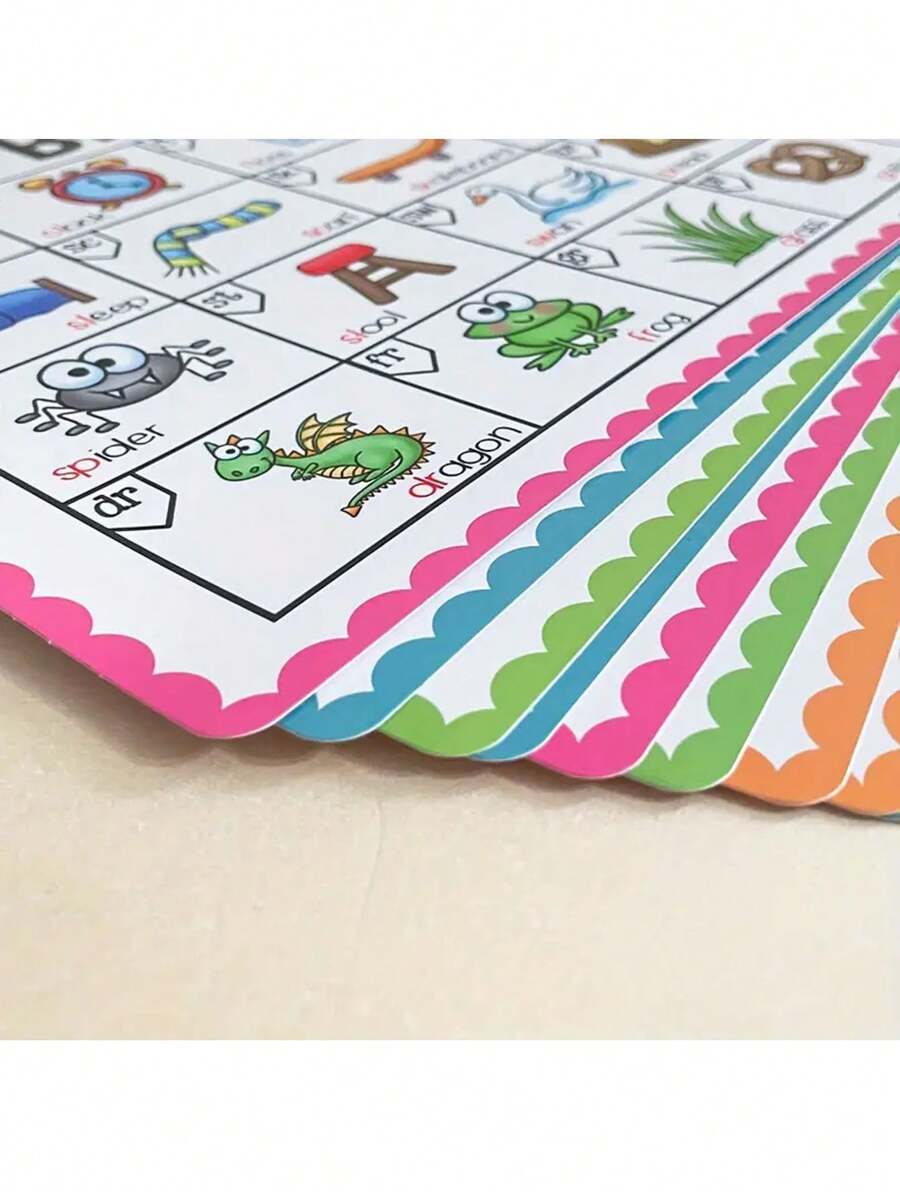 10 Sheets/Set English Phonics Word Learning Posters For Kindergarten ...
