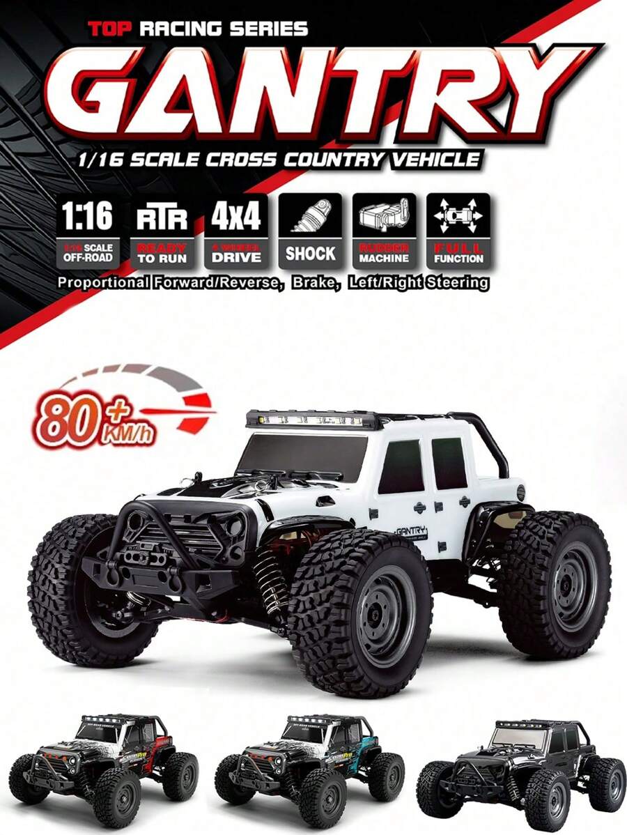 ATR 1:16 RC auto 80KM/H 4WD borstelloze RC ATV met LED RC stuntauto, hoge snelheid driftauto, RC ...