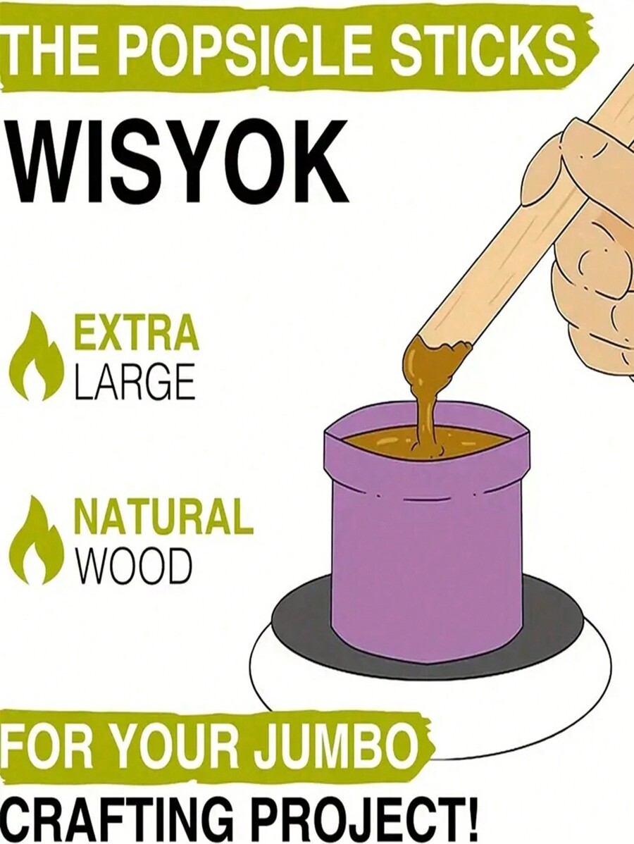 50pcs Premium Natural Wood Craft Sticks - Multipurpose Popsicle & Ice ...