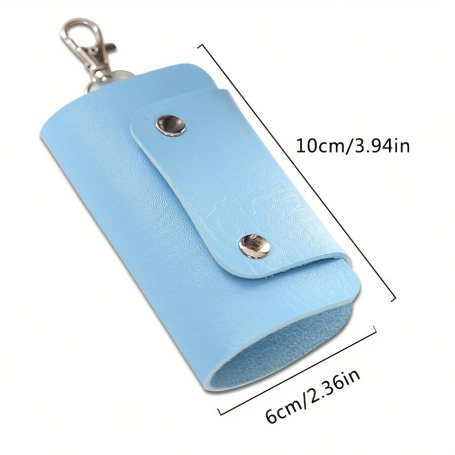1pc Car Key Holder Case Candy Color PU Leather Car Keychain Case With 6 ...