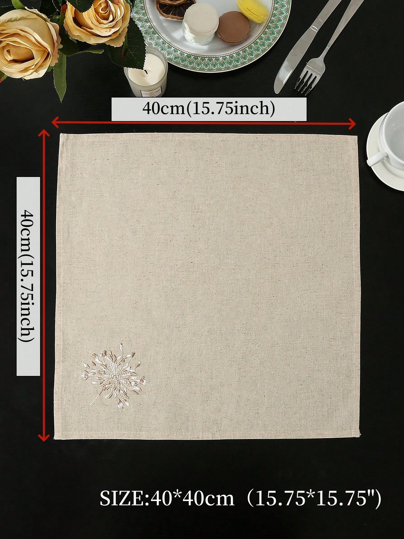 1pc/2pcs Linen Cloth Napkins, Exquisite Embroidery, Elegant Floral ...