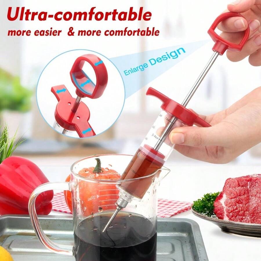 Meat Injector, 1-Oz Plastic BBQ Marinade Injector Kit, Turkey Injector ...