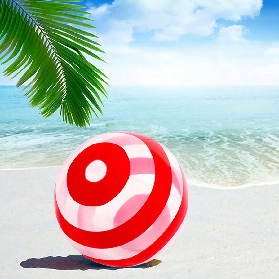 1PC Red Inflatable Transparent Striped Beach Ball Outdoor Water Toy ...