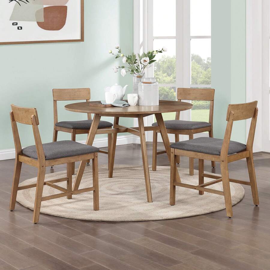 Mainstays 44inch Solid Wood Round Dining Table, Walnut Color, Include 1 ...