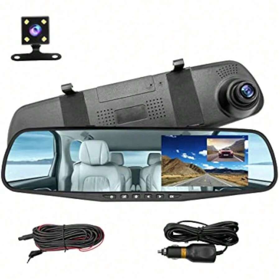 Rear View Mirror Recorder Dual Dash Cam Vehicle Video Recorder FHD ...