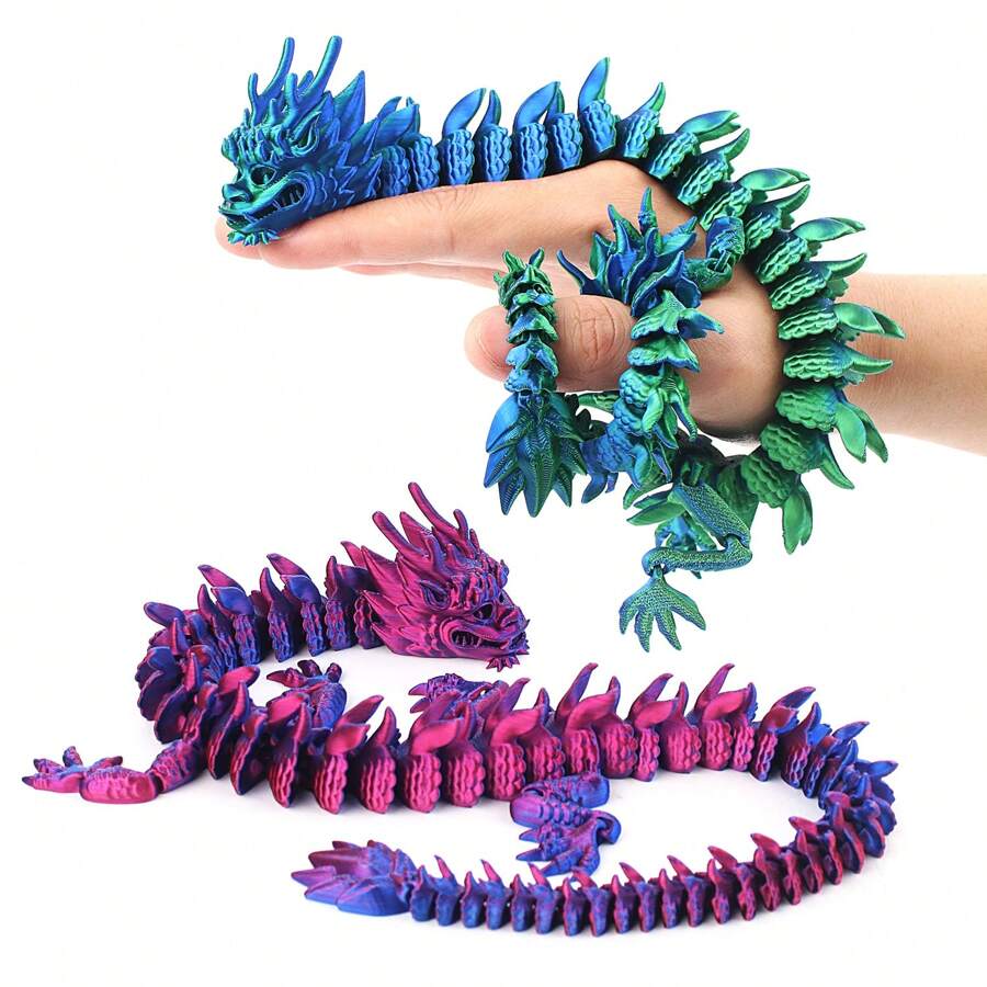 3D Printed Four Long Dragon Models With Movable Joints, 3D Printed Gift ...