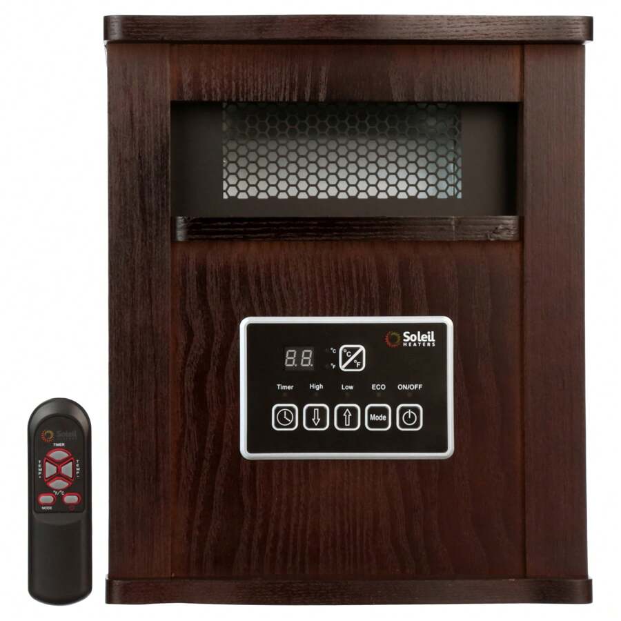 Soleil Electric Quartz Cabinet Heater With Remote 1500W Indoor Walnut ...