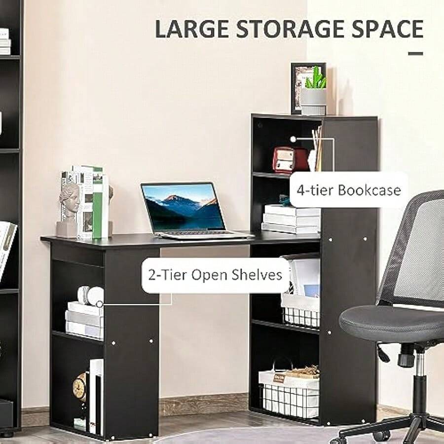 120cm Modern Computer Desk Bookshelf Study Table Workstation Laptop ...
