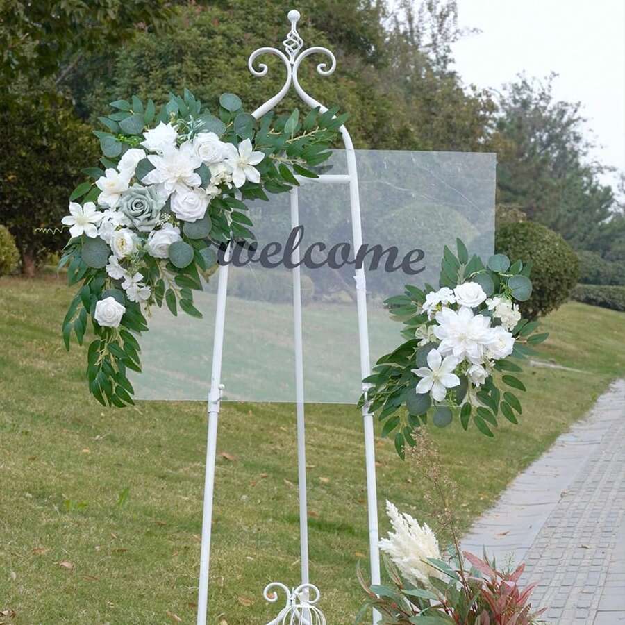 Faux Flower Swag Set Of 2 For Wedding Welcome Signs Floral Swag Wedding ...