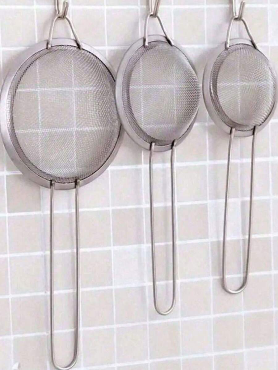 1pc/3pcs(S-M-L) Stainless Steel Fine Mesh Strainer With Handle ...