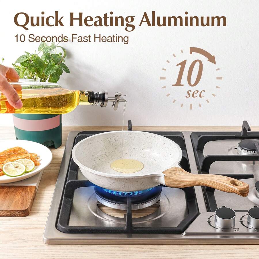 SENSARTE Ceramic Nonstick Pots And Pans Set, 10 Pieces Healthy Non ...